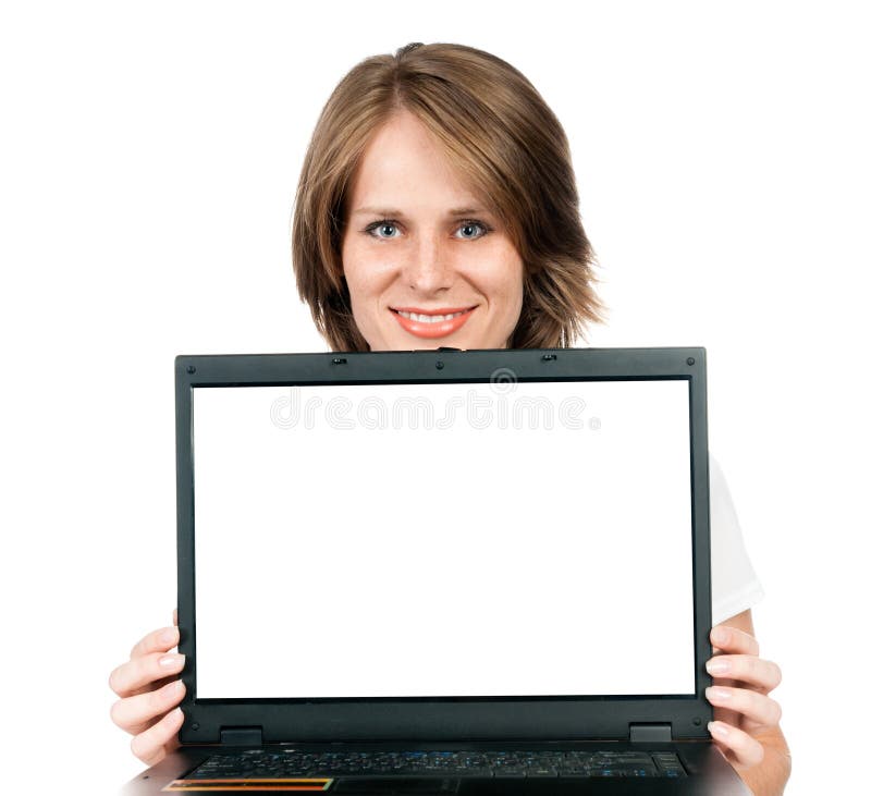 Girl with a laptop stock photo. Image of girl, isolated - 20670746