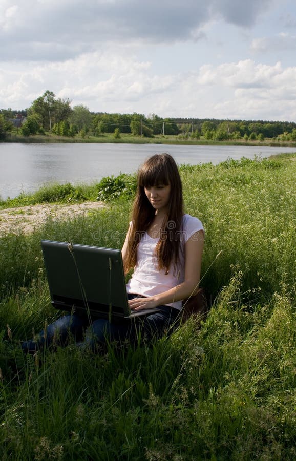 Girl with laptop stock photo. Image of concepts, happiness - 5209326