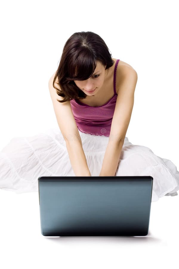 Girl with laptop stock image. Image of simplicity, woman - 8192665