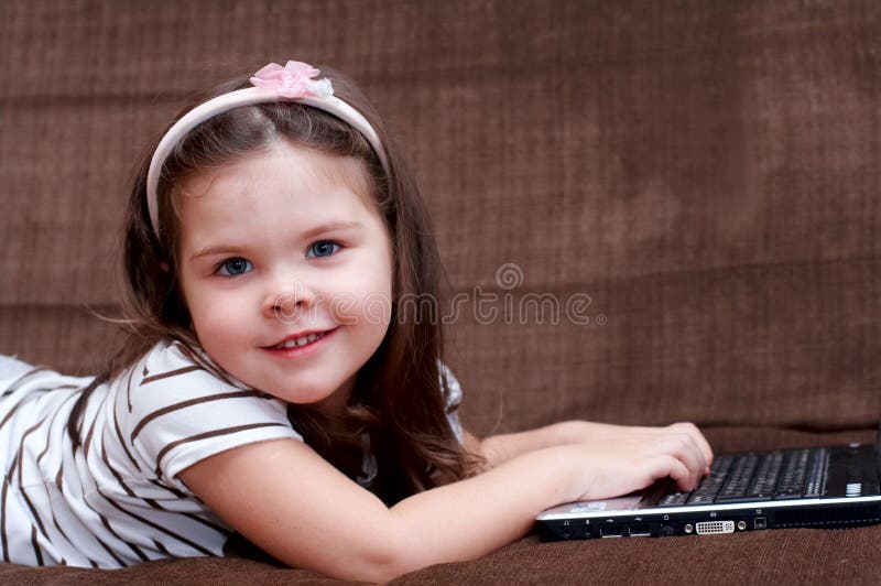 Girl with laptop stock image. Image of computer, smiling - 8614779