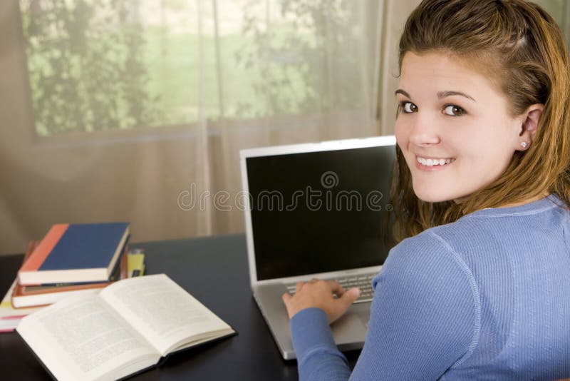 Girl laptop stock image. Image of natural, looking, computer - 9608155