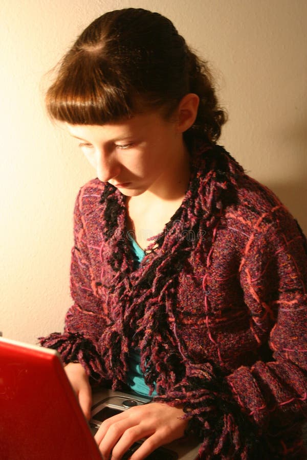 Girl with Laptop Computer stock photo. Image of learn - 1996864
