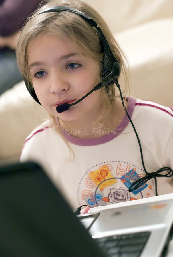 Girl and laptop computer stock image. Image of sitting - 3974741