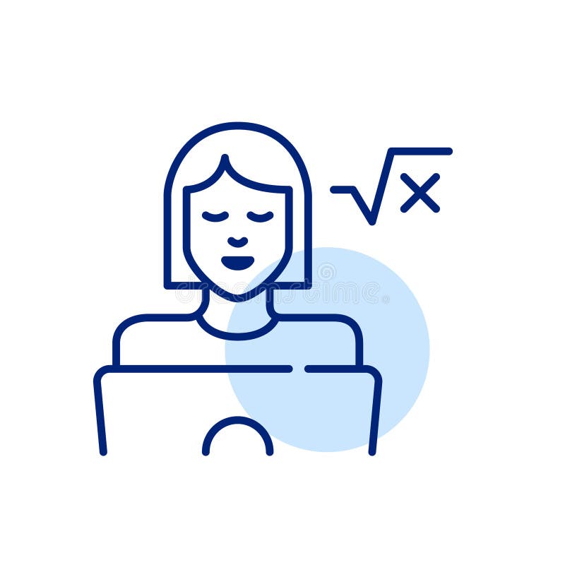 Girl at Laptop and Square Root Formula. Digital Math Learning ...
