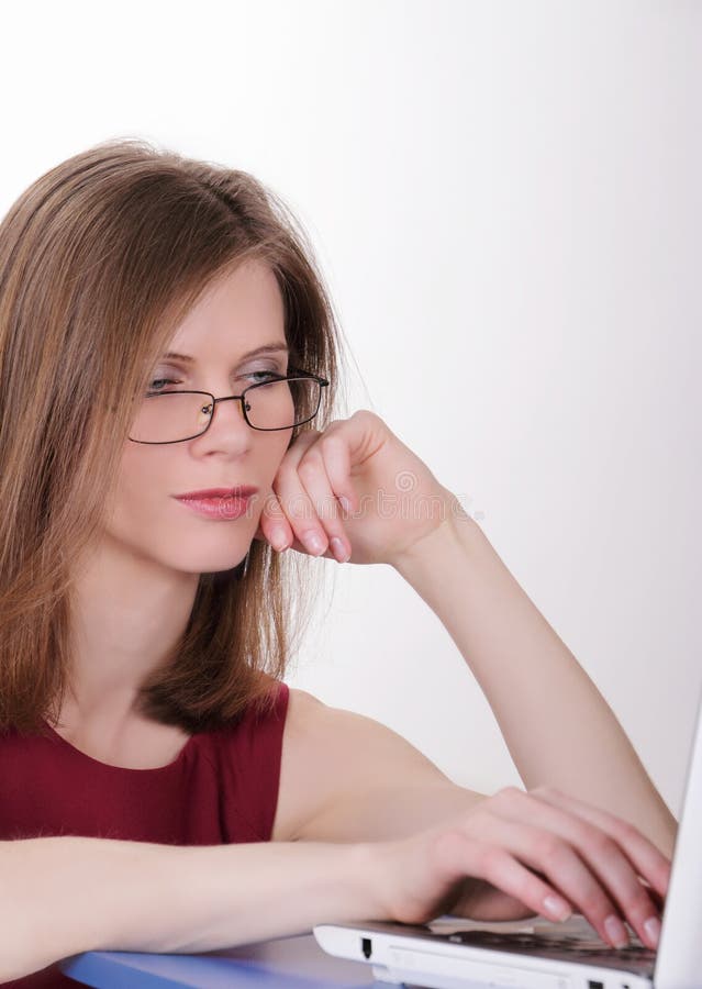Girl with laptop stock image. Image of blog, serious - 41211455