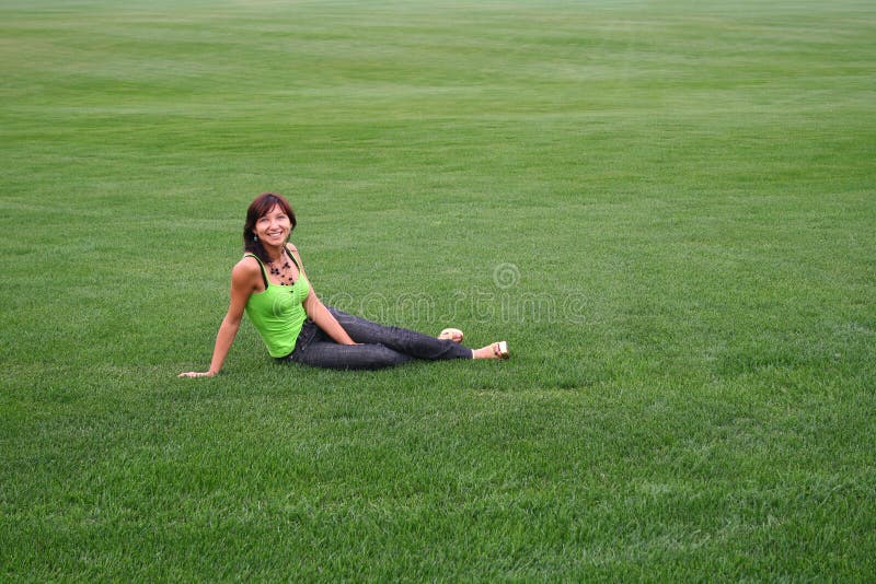 Girl on a lawn stock image. Image of grass, smile, grow - 12399607
