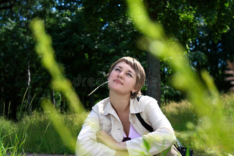 Girl on lawn stock image. Image of smiling, freedom, females - 2864687