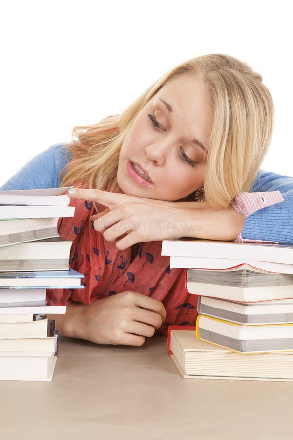Girl Lay on Books Look Side Stock Image - Image of light, female: 29372171