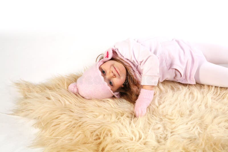 Girl laying on rug stock photo. Image of girl, knit, lies - 3715744