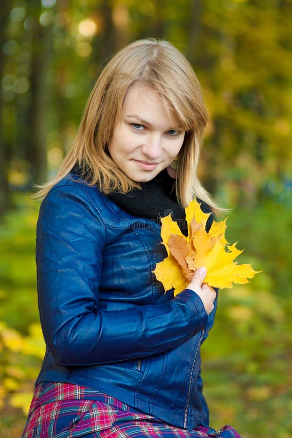 Girl with leaf stock image. Image of face, leisure, model - 16400459