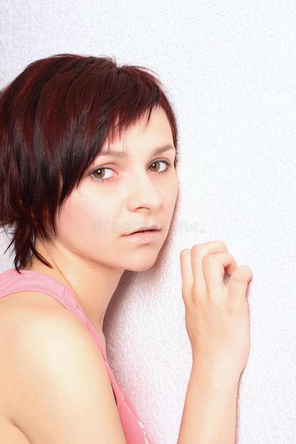 Girl lean to wall stock photo. Image of beauty, look, ladies - 2479446