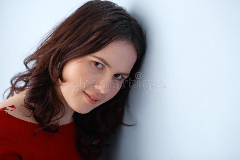 Girl Leaning on the Wall stock photo. Image of sweet - 13355300