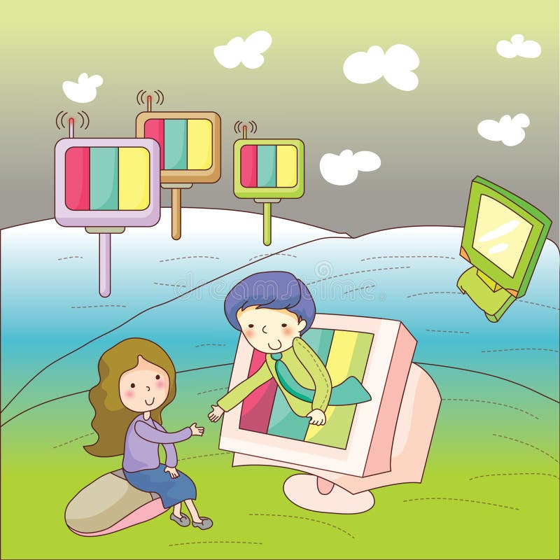 Girl Learning Computer Concept. Vector Illustration Decorative Design ...