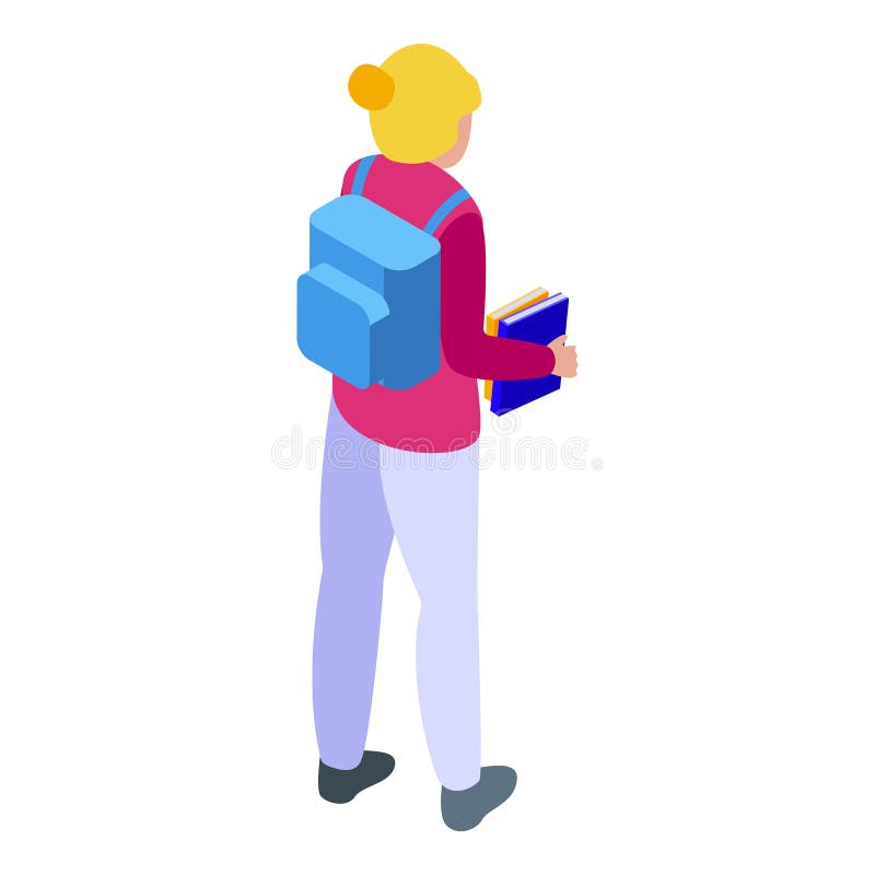 Girl Learning Icon Isometric Vector. School Student Stock Illustration ...