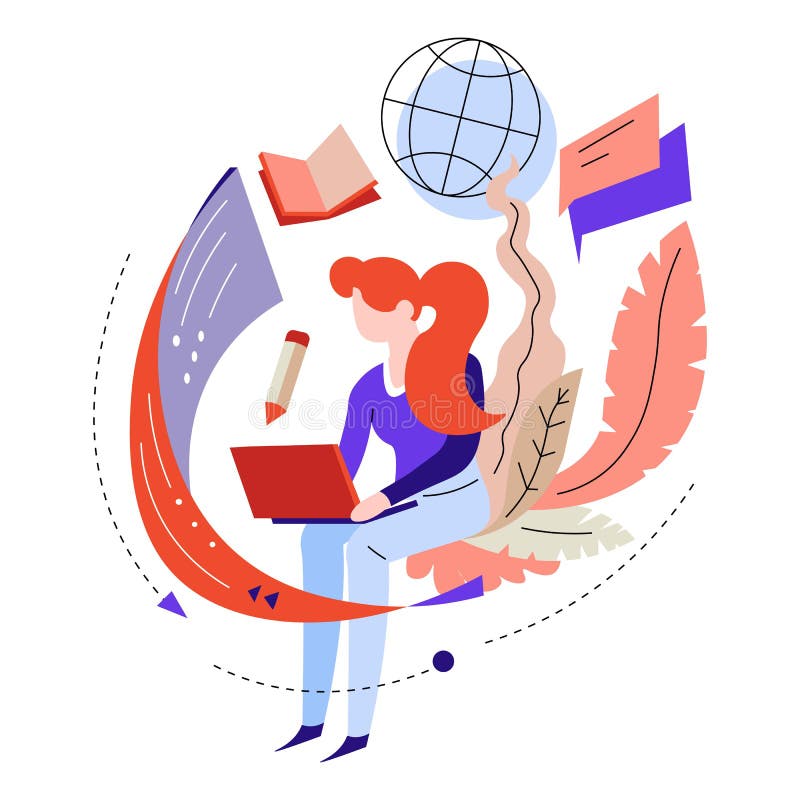 Girl Learning through Laptop Online Education or Training Abstract ...