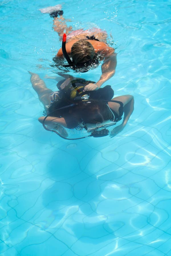 Girl Learning To Dive Into The Pool Stock Photo - Image of side ...