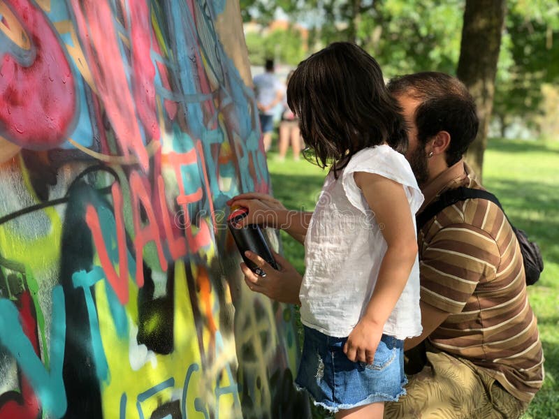 Girl Learning To Make Graffiti Editorial Photography - Image of teacher ...