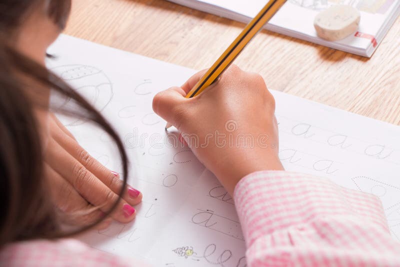 Girl learning to write stock image. Image of people, exercise - 42109447