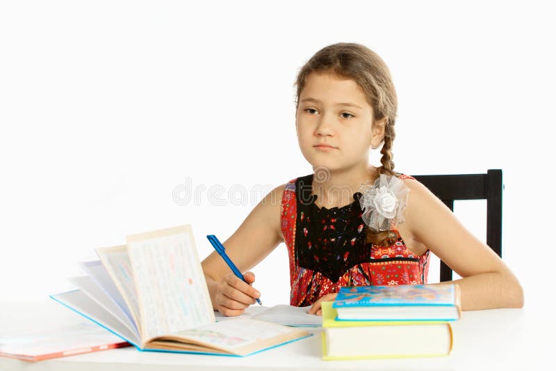 Girl learns a lesson stock photo. Image of looking, schoolkid - 21458254