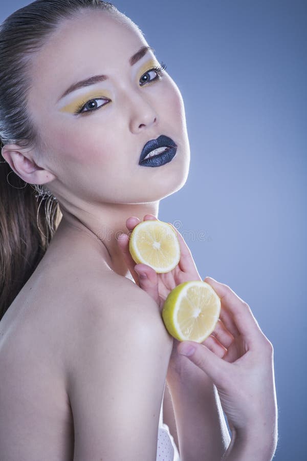 Girl with Lemon stock image. Image of girl, range, colorful - 31962411