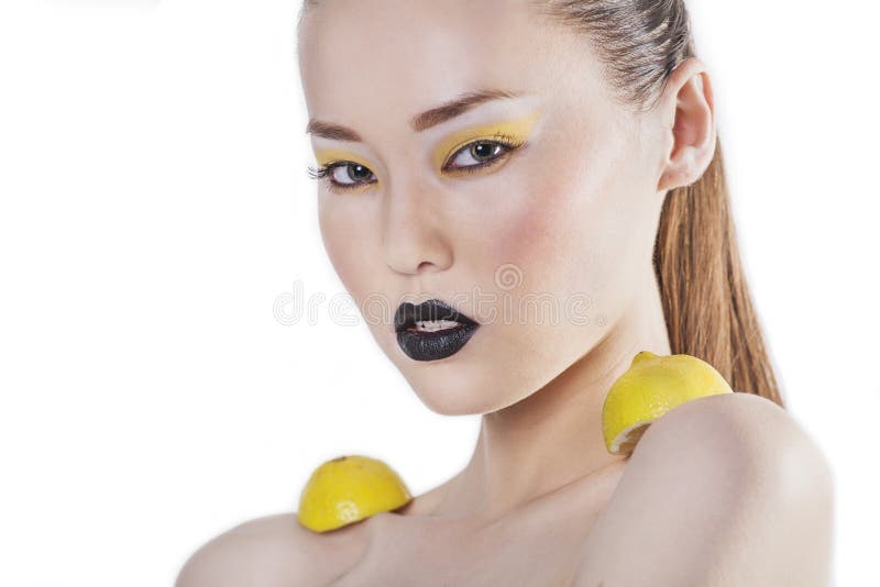 Girl with Lemon stock photo. Image of citrus, fruit, comfortable - 33035148