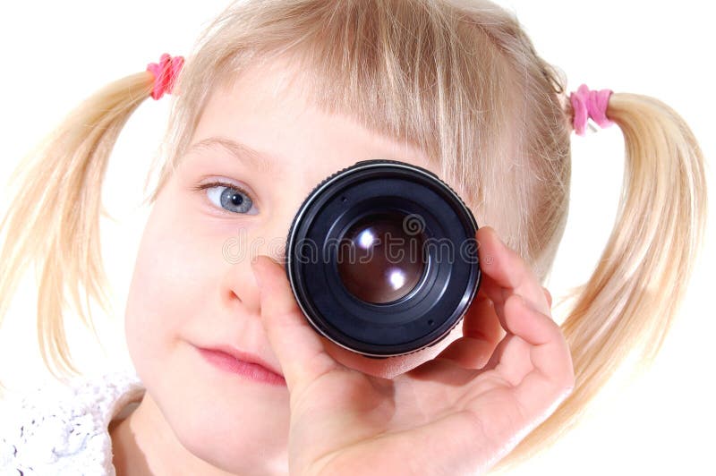 Girl with lens stock photo. Image of camera, lady, photographer - 572246