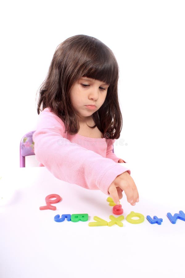 Girl and letters stock photo. Image of white, preschool - 21292842