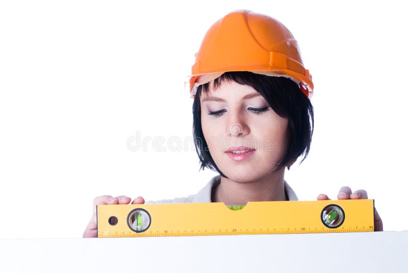 Girl with level stock photo. Image of business, isolation - 13668298