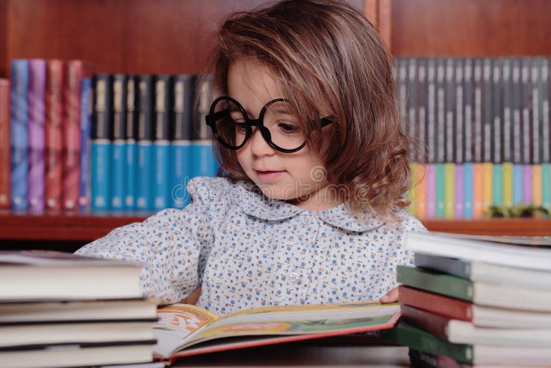 Girl in library stock image. Image of educational, primary - 35476257