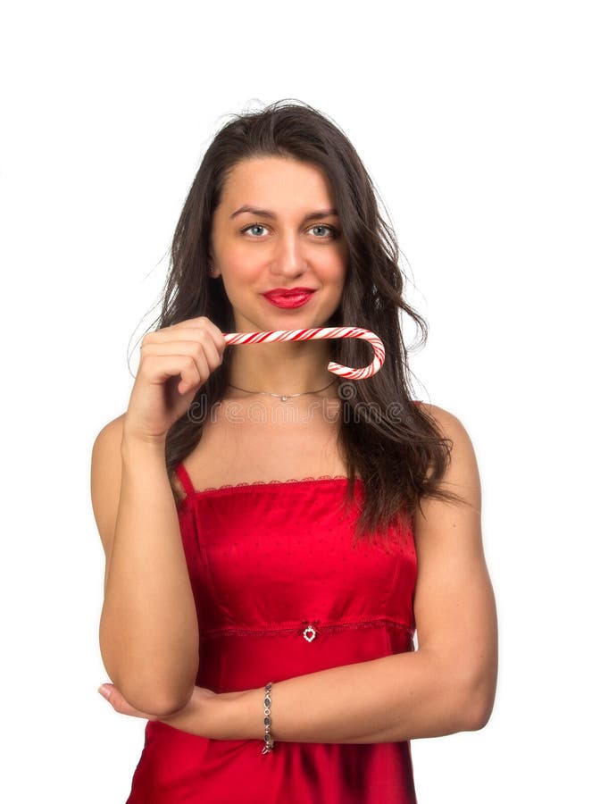 Girl Lick White Red Candy In The Form Of Heart With Beautiful Ma Stock Image Image Of Isolated