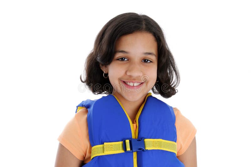Girl in Life Jacket stock photo. Image of white, lifejacket - 14234578