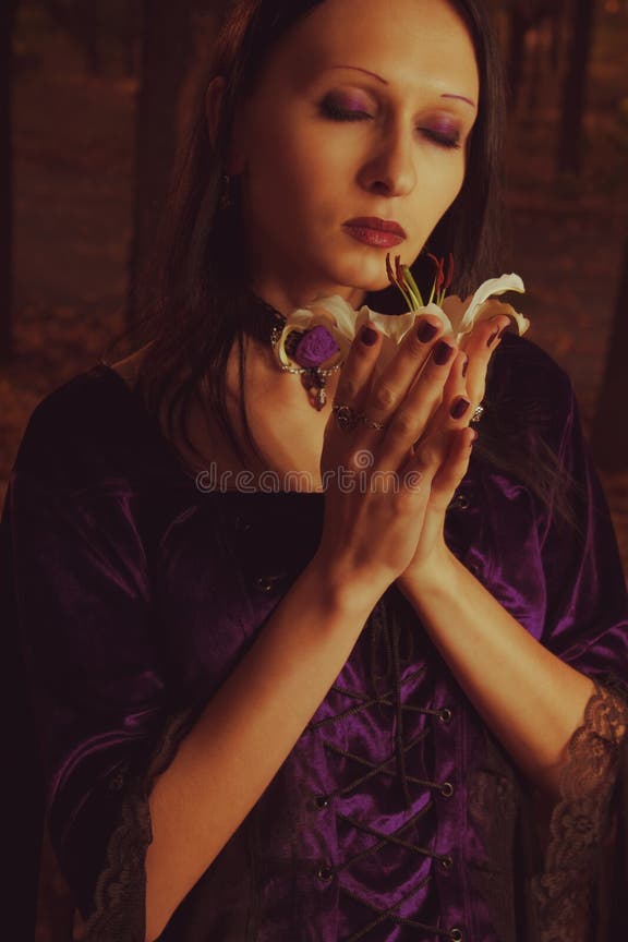 Girl with lily stock photo. Image of fear, beautiful - 27204926