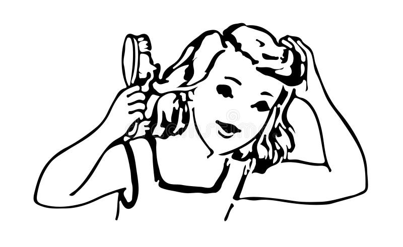 Girl stock illustration. Illustration of adorable, hairbrush - 31800636