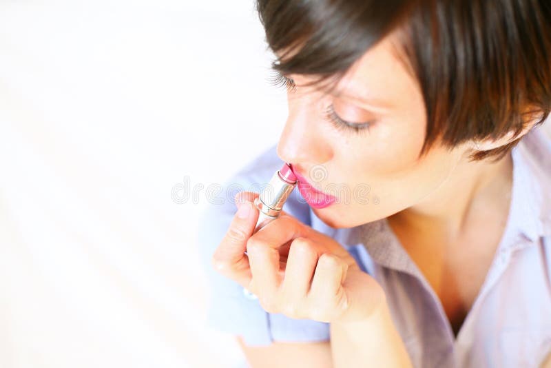 Girl with a lipstick stock photo. Image of happy, lady - 20933758