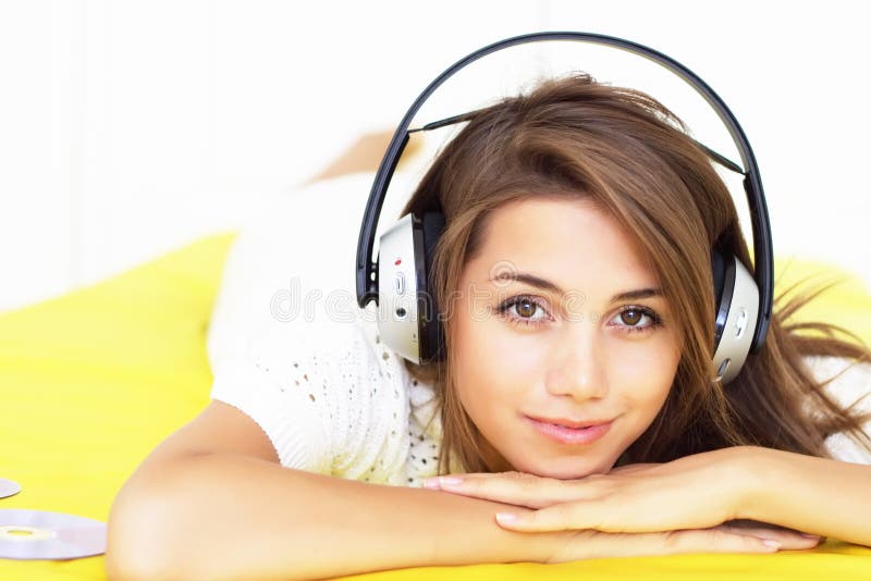 Girl listen to pop music stock photo. Image of music - 30631300