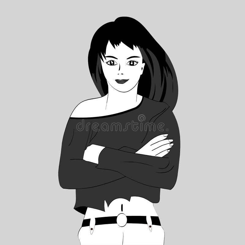 The Girl is a Little Cold in the Fall Stock Vector - Illustration of ...