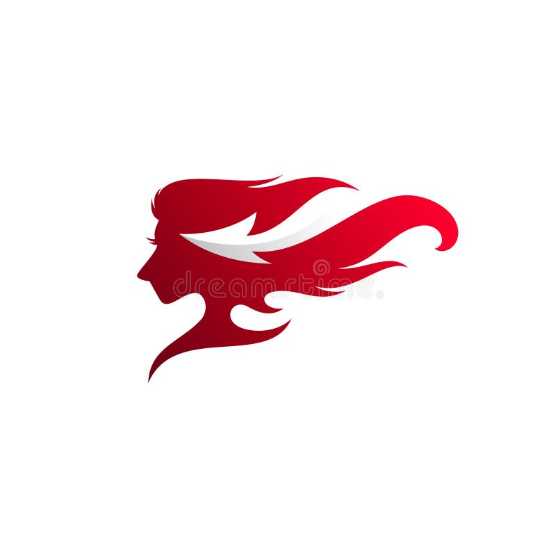 Girl Logo and Arrow Design Combination, Red Color Stock Vector ...