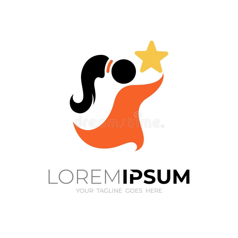 Kids Girl Logo with Red Color, Education Logos Stock Vector ...