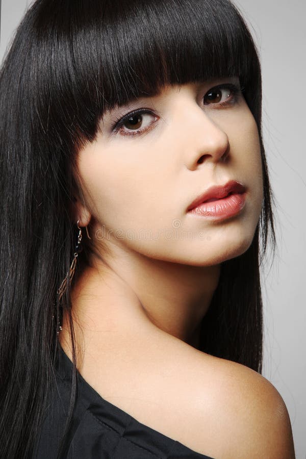 Girl with long black hair. stock photo. Image of fresh - 12016386
