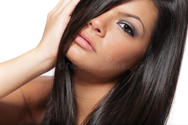 Girl with long black hair. stock image. Image of figure - 17668849