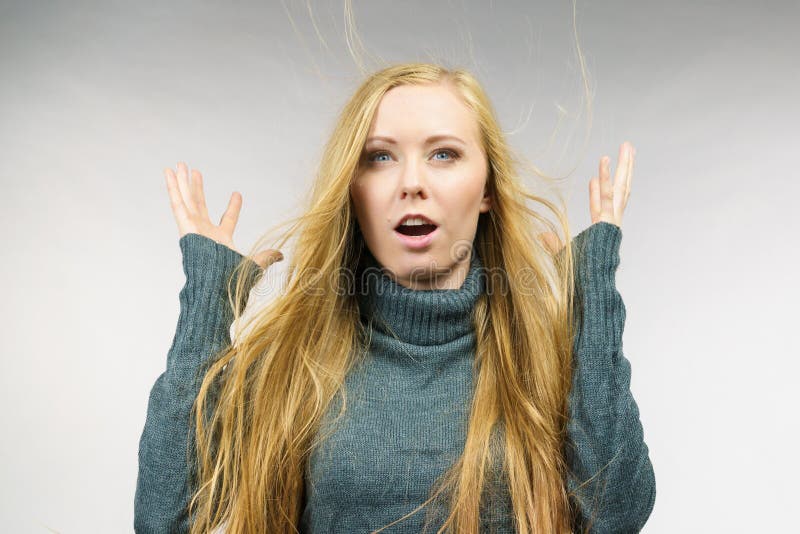 Girl Long Hair Surprised Face Expression Stock Photo - Image of long ...