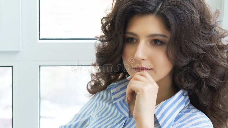 Girl With Long Curly Hair Stylish Gorgeous Girl In The Luxury Beauty