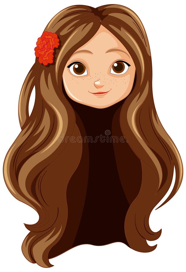 A girl with long hair stock vector. Illustration of bohemian - 323566696