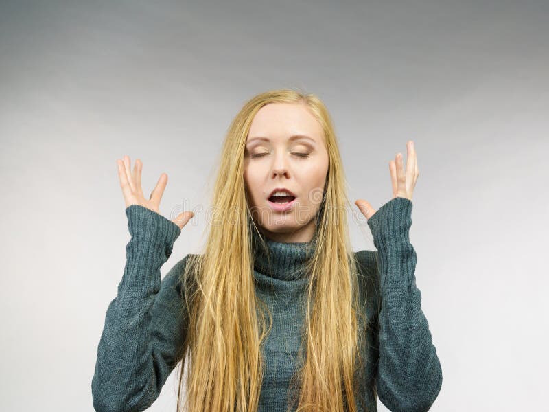 Girl Long Hair Surprised Face Expression Stock Image - Image of ...
