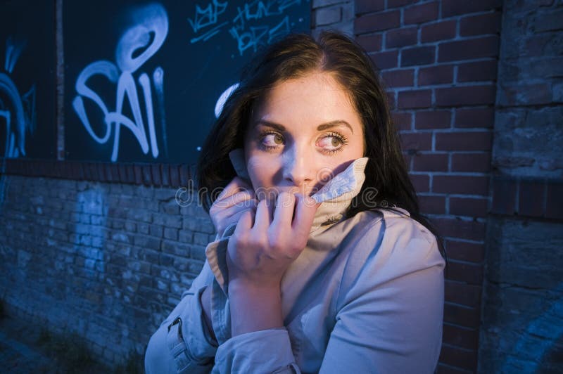 Nervous looking back stock image. Image of frighten, alone - 22328177