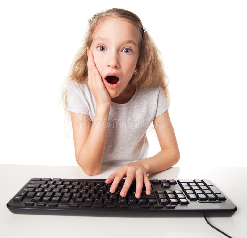 Girl looking at a computer stock image. Image of person - 74073471