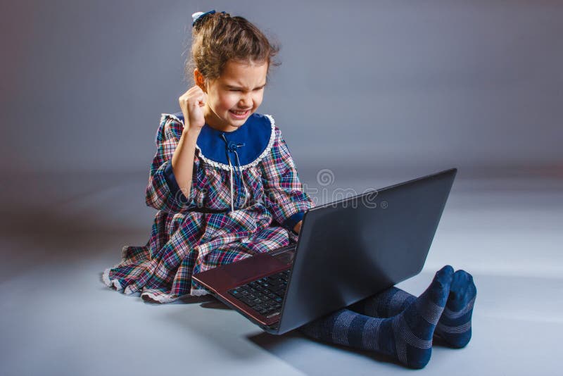 Girl Looking at a Computer is Experiencing Stock Photo - Image of adult ...