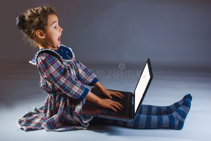 Girl Looking at a Computer is Experiencing Vivid Stock Photo - Image of ...
