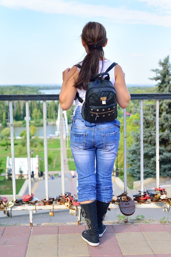 Girl looking into the far stock image. Image of casual - 187625659