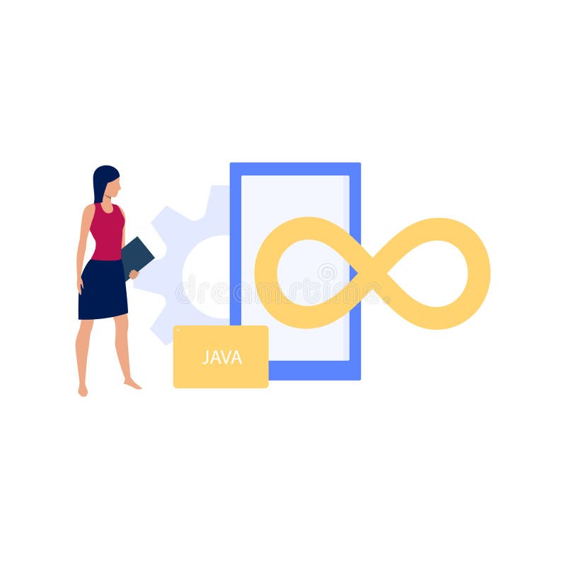 A Girl is Looking at the Infinite Loop for DevOps Stock Illustration ...